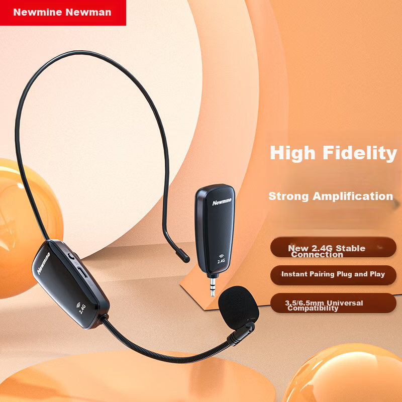 Newman MU02 Wireless Microphone for Teaching, Online Classes, Tour Guide, Headset Microphone, Live Streaming, Short Video Recording, Outdoor Performance, Amplifier, Speaker, And Sound Pickup