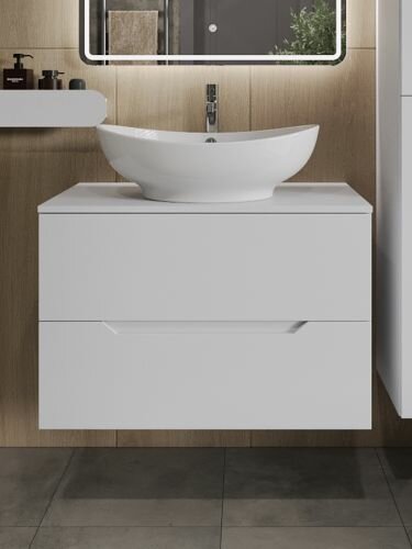 Тумба с раковиной подвесная Orange Line Li-80TuwMDF+B08-585W 80 см, белый