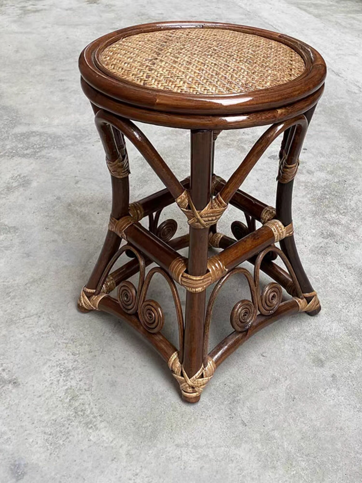 Коричневый табурет-барабан из ротанга для дома и улицы-33 см, 32 см