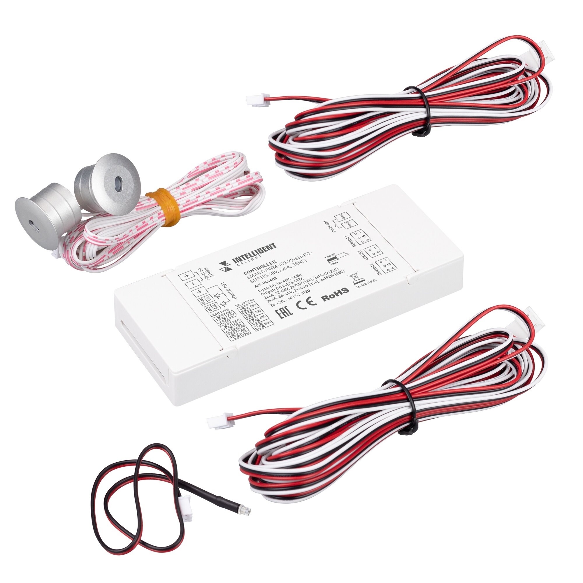 INTELLIGENT ARLIGHT Контроллер лестничный SMART-PWM-102-72-SH-PD-SUF (12-48V, 2x6A, SENS) (IARL, IP20 Пластик, 5 лет) 04