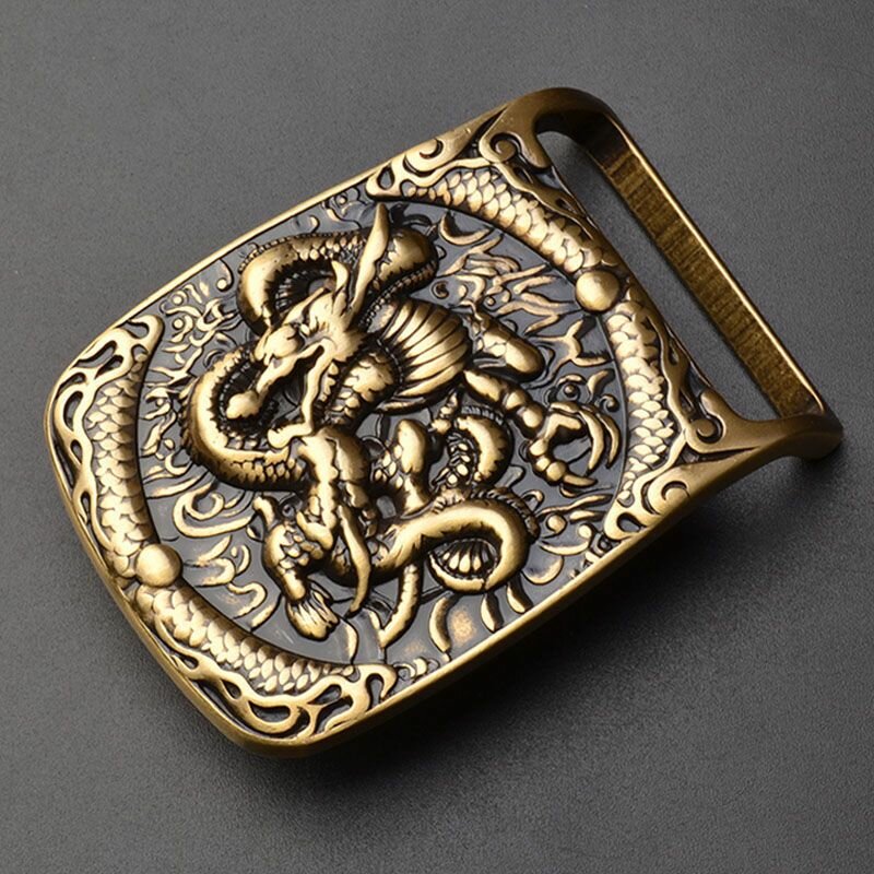 Пряжка для ремня латунь 40 мм с дракон бляха для ремня мужская латунь