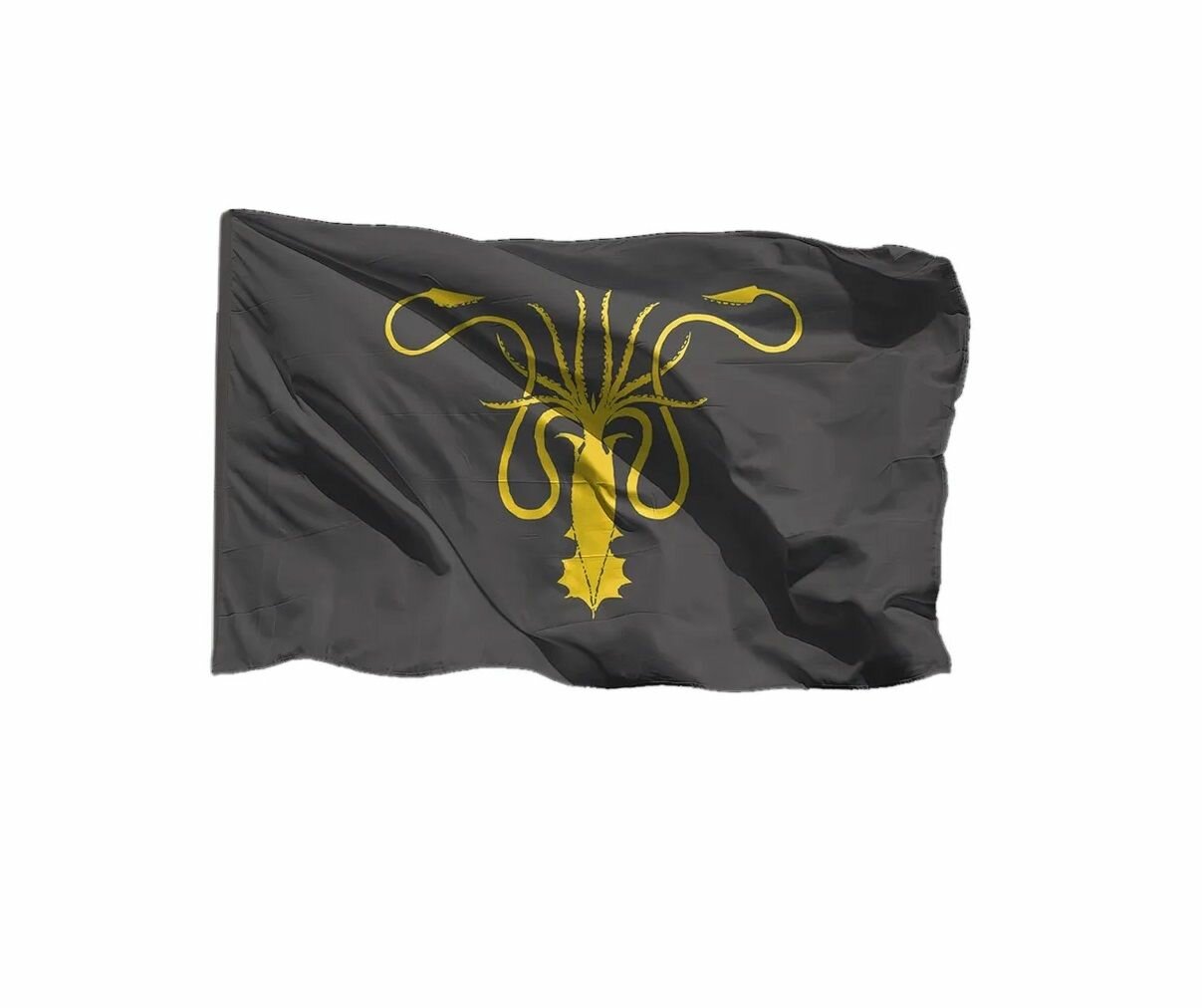 Флаг знамя Грейджоев из Игры престолов Game of Thrones House Greyjoy на шёлке, 70х105 см для ручного древка