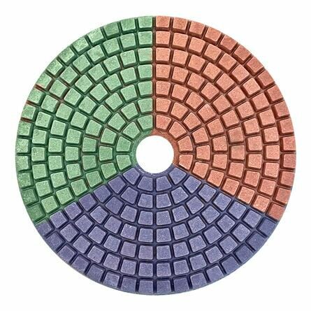 Диск алмазный Триколор 3 шага для полировки гранита и искусственного камня 100 мм, №1, Велкро, с водяным охлаждением