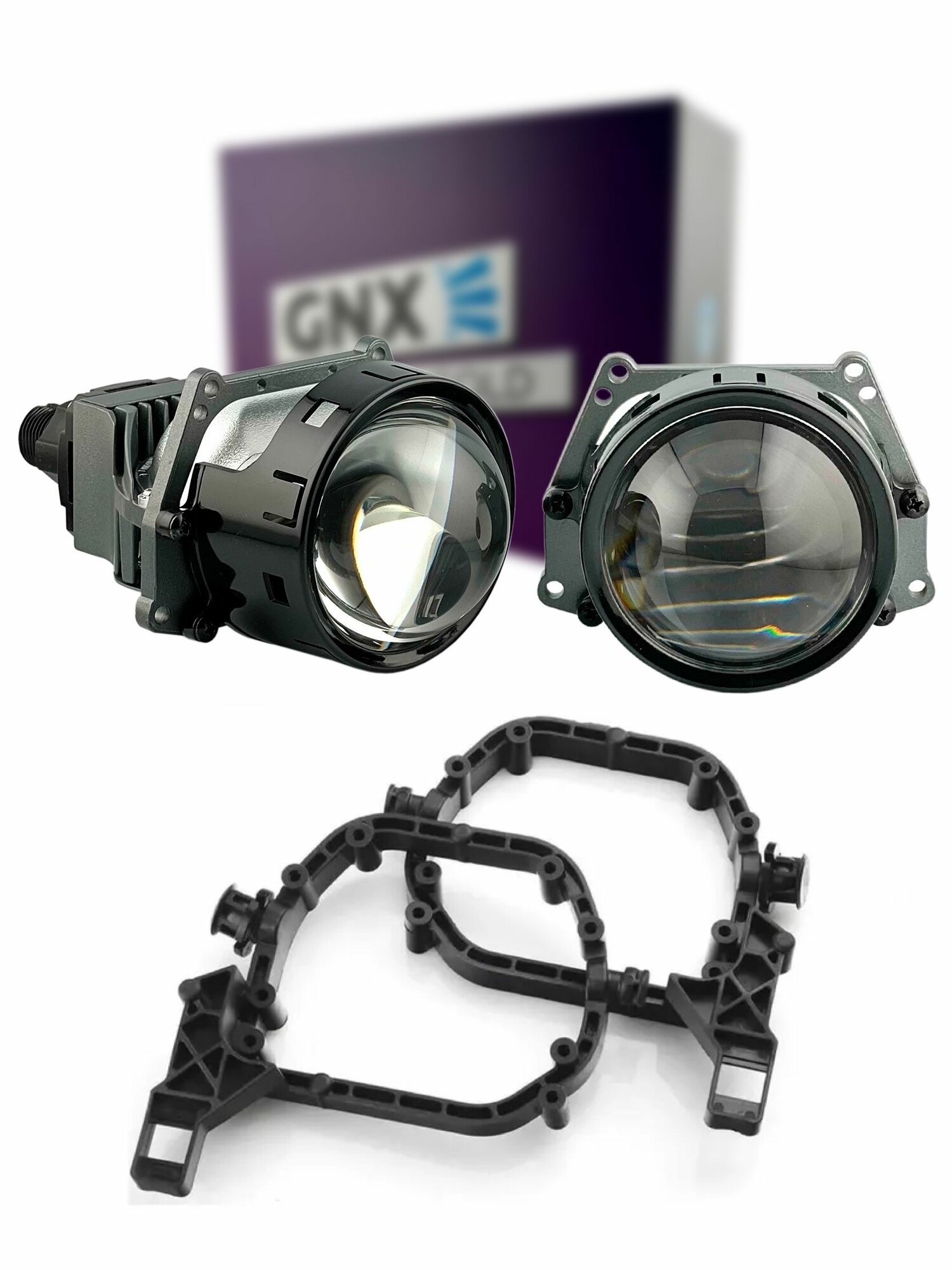 Bi Led линзы 6000k для Audi A4 B8 2007-2015 без AFS / Билед на Ауди А4 Б8 / светодиодные 2 чипа, 3 дюйма / комплект с переходными рамками