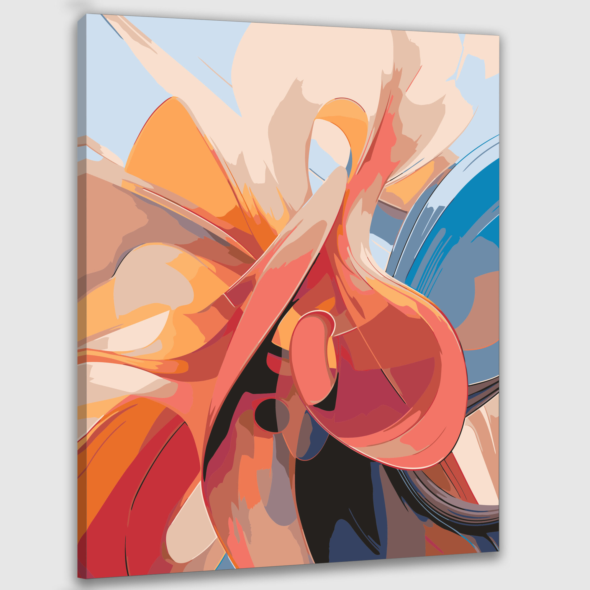 Картина по номерам 40x50 см, абстракция, цифровая иллюстрация, яркие формы, динамичные цвета, визуальное впечатление