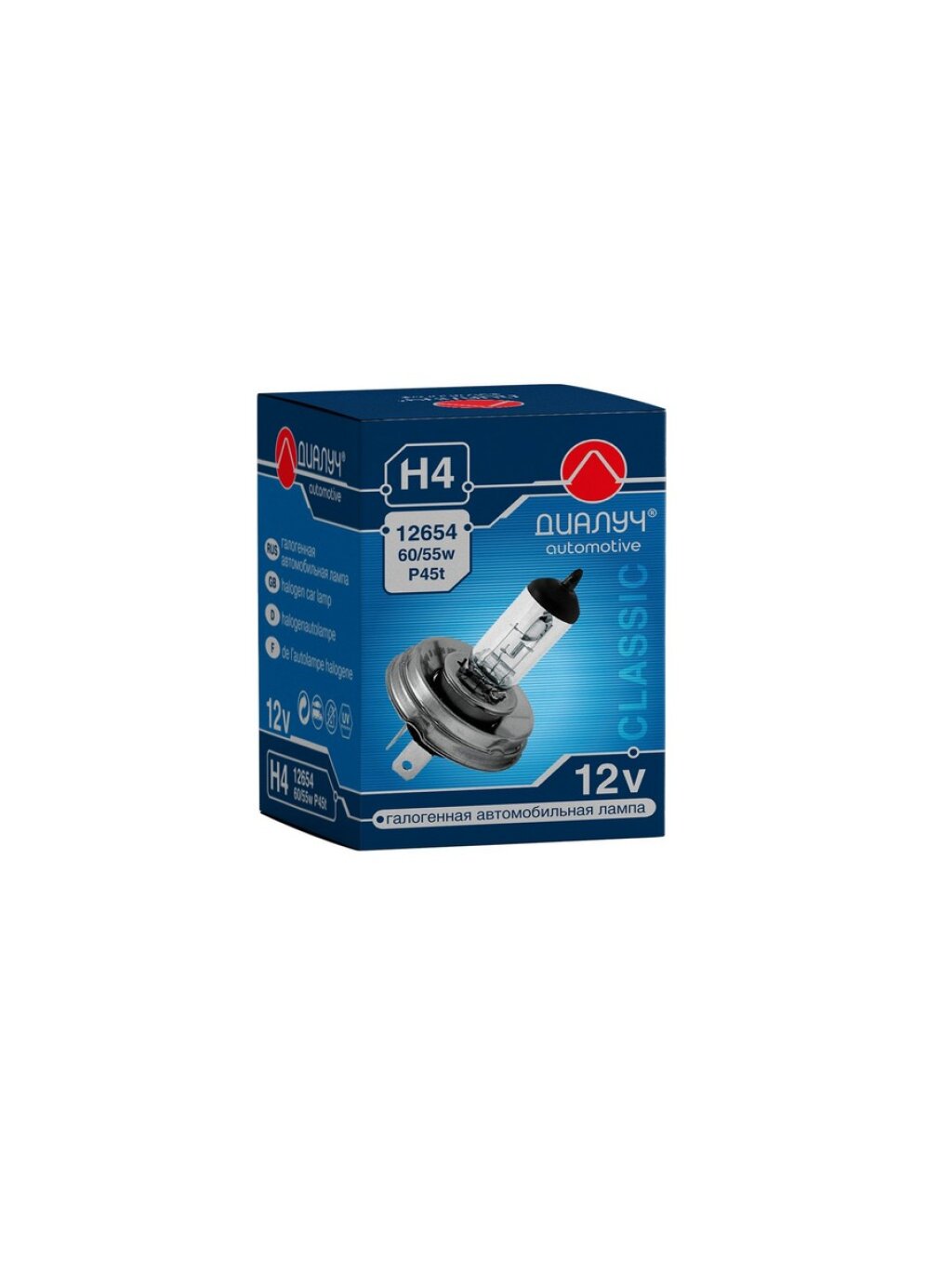 Лампа галогенная Диалуч Classic H4 12V 60/55W, 1 (арт. 12654)