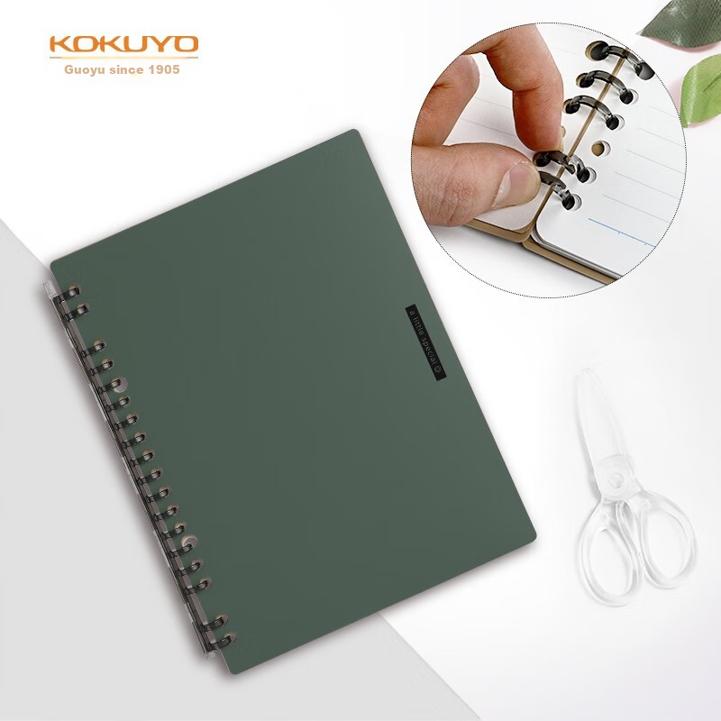 KOKUYO Ultra-Thin Portable B5 Loose-Leaf Notebook, 24 Holes, Office Notepad, Replaceable Pages, 20 Sheets, Green, WSG-RUSP51G