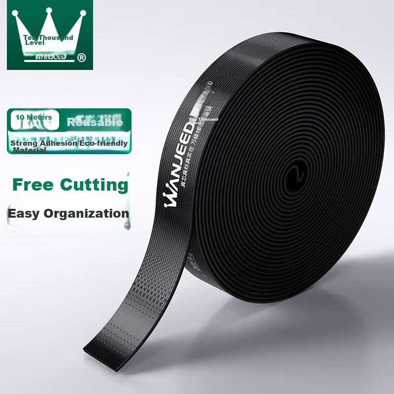 Wanjie Computer Cable Management Tape, Velcro Cable Tie 10 Meters, Cable Organizer And Fixer, Adhesive Nylon Cable Clip, Power Cord Organizer, Cable Tie 1-11211