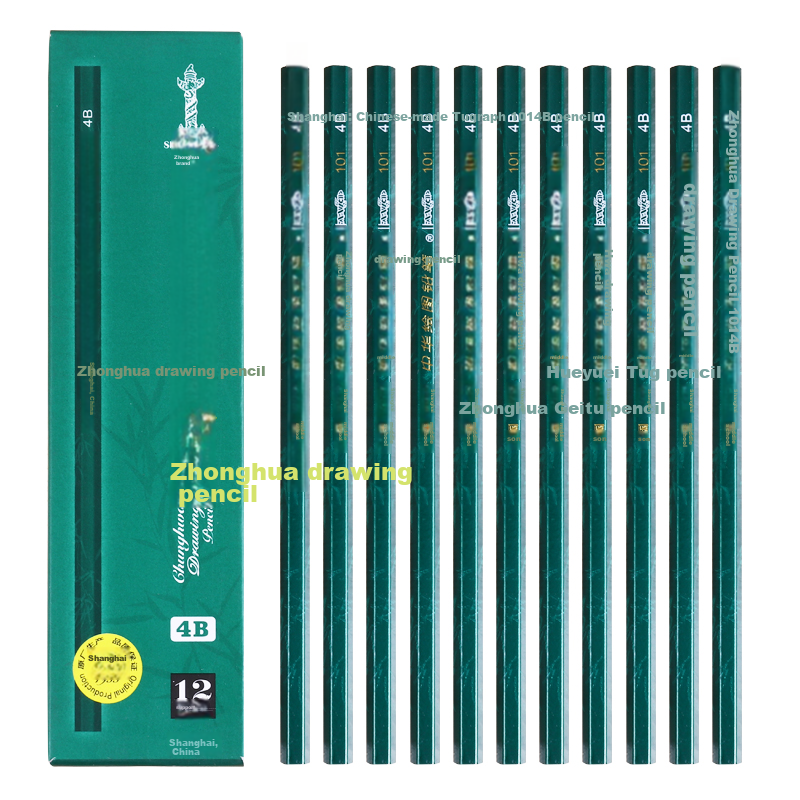Zhonghua 101-4B Drawing Pencil Student Pencil Art Sketch 4B Pencil Back-to-School Season Gift 12pcs/box