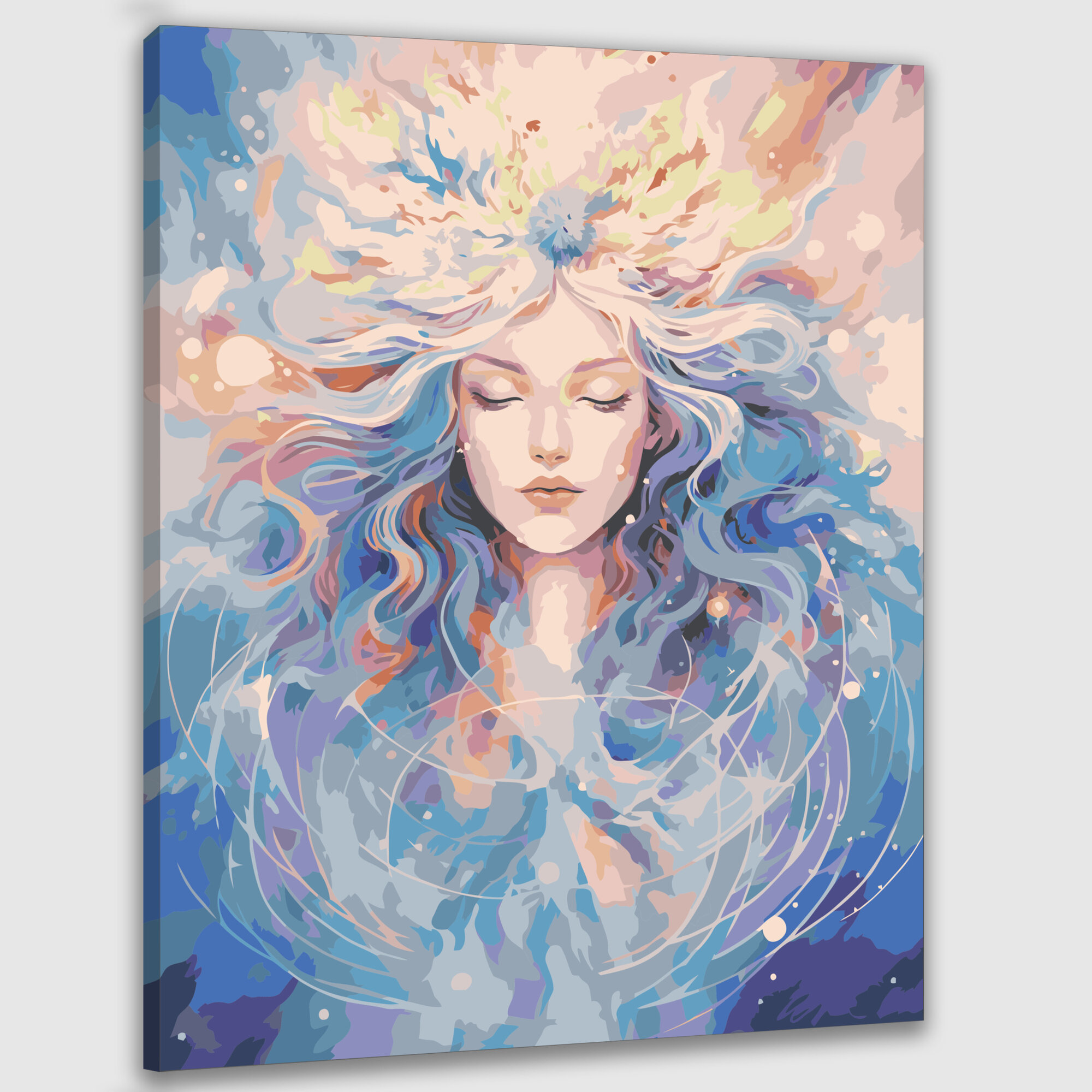 Картина по номерам 40x50 см, картина, масло, зодиак, небесное существо, космический пейзаж, воздушная композиция