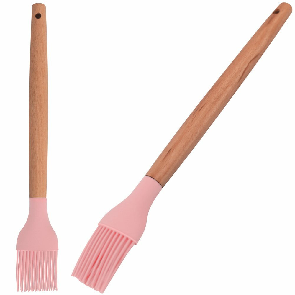 Кисточка "Бон-Роз", силиконовая, для выпечки, розовая, длина 27 см.