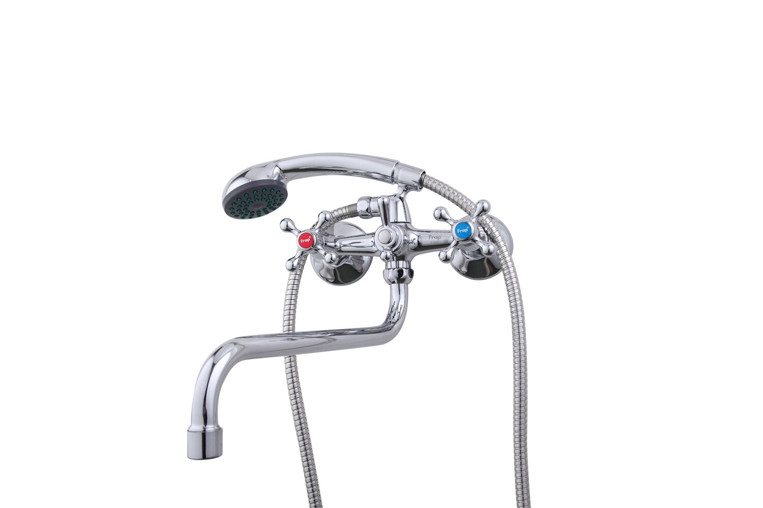 Смеситель Frap H08 F2208 для ванны, латунь, аэратор, длина шланга 150 см, цвет хром