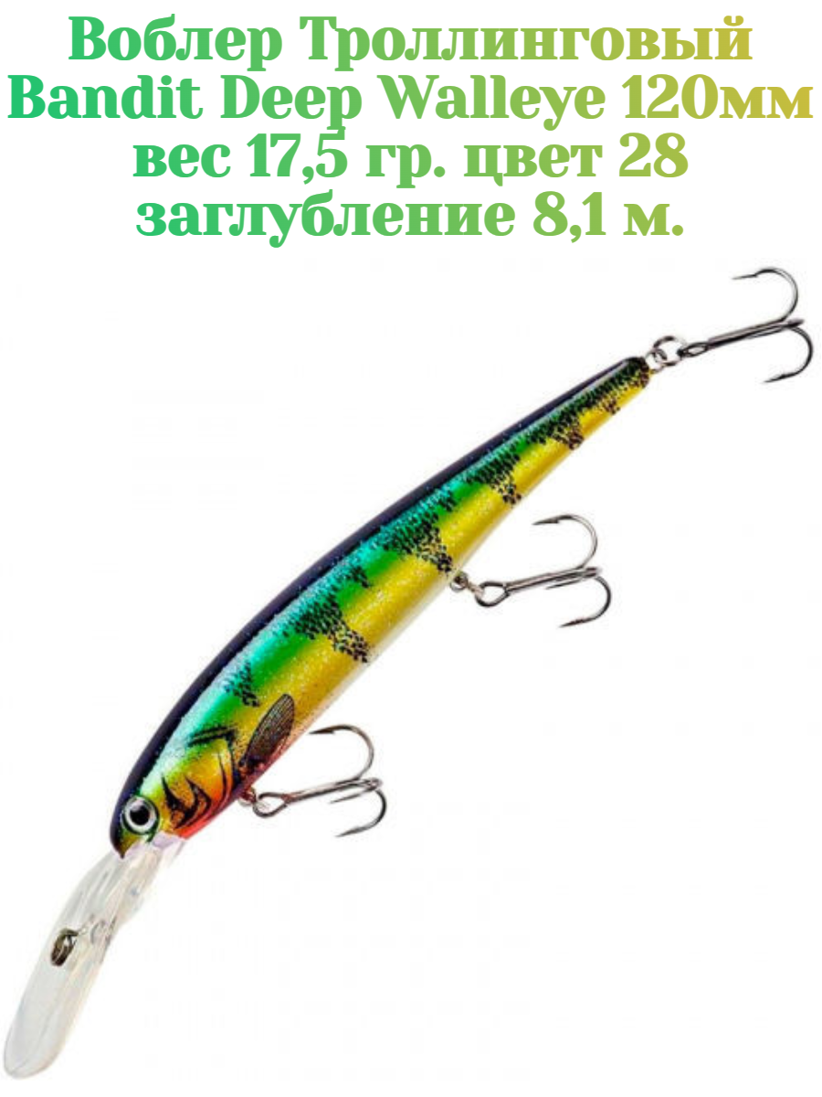 Воблер Bandit Walleye Deep 120F original цвет 28 вес 17,5гр. заглубление 8.1 м.