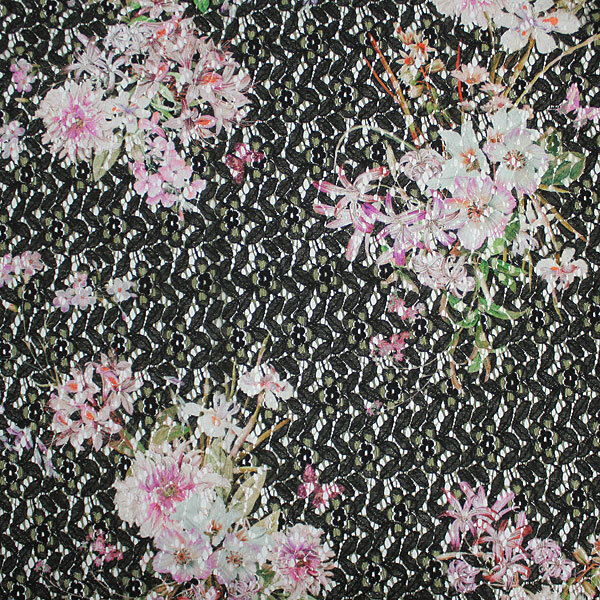 Кружевная Ткань Ткани-100, цветочный узор, мультиколор, 1,4x1 м