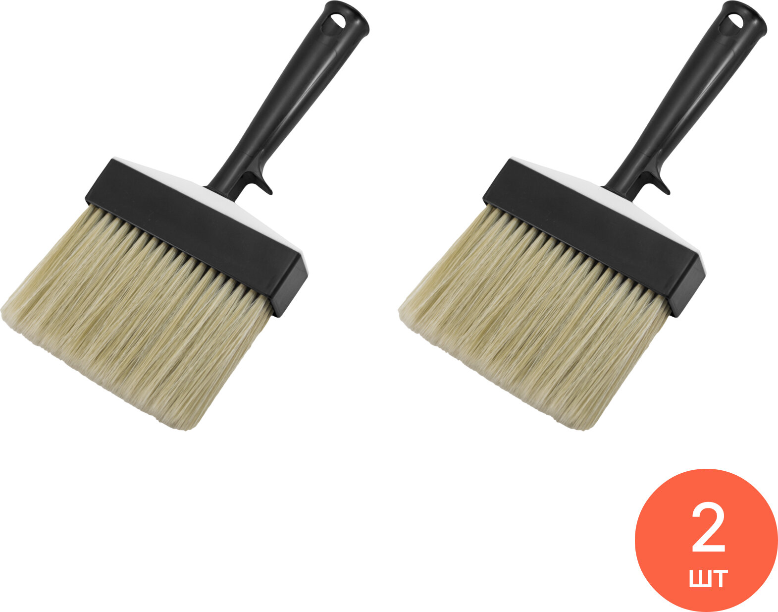 Кисть малярная DECOR / Декор Black Edition ракля, со смешанной светлой щетиной, 30×120мм / малярные и отделочные инструменты (комплект из 2 шт)