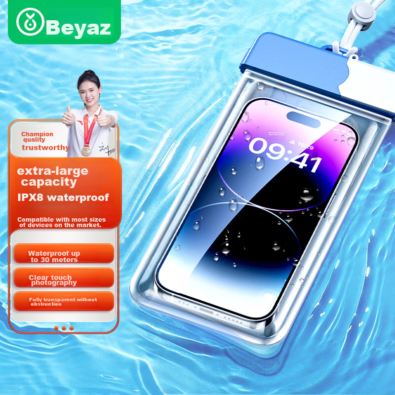 BIAZE Waterproof Phone Case, Touchscreen Compatible, Waterproof Pouch for Swimming, Rafting, Neck Strap, Phone Bag for Food Delivery Riders, Rain Protection, Diving Underwater Photography, Hot Springs, Universal SP3