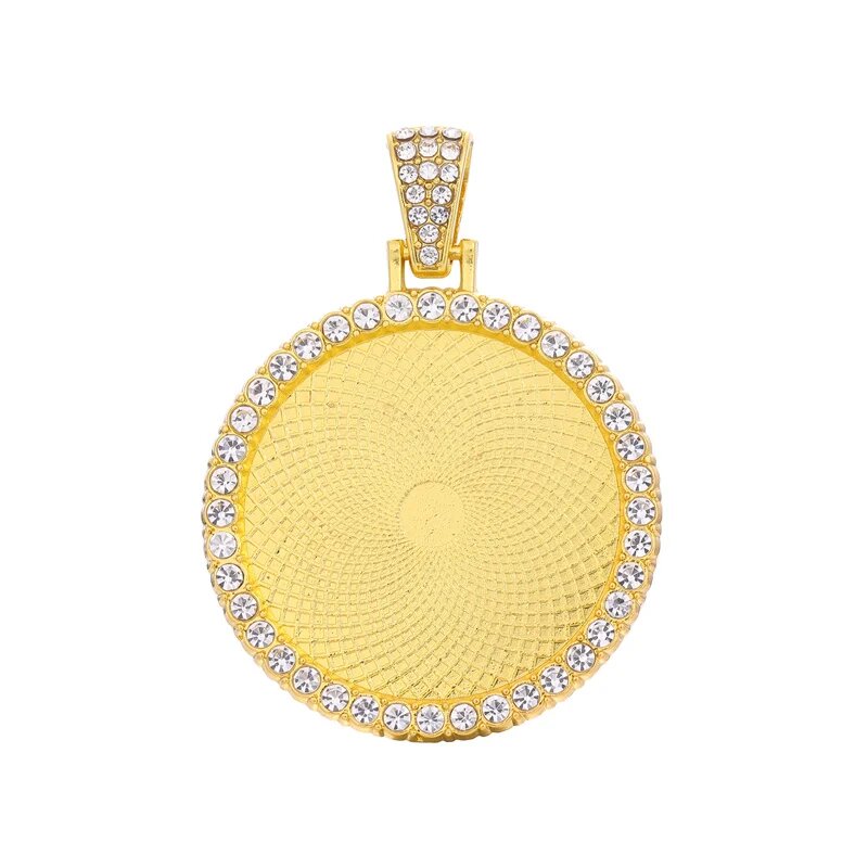 Кулон-основа для кабошона 25 мм, Gold, цирконий