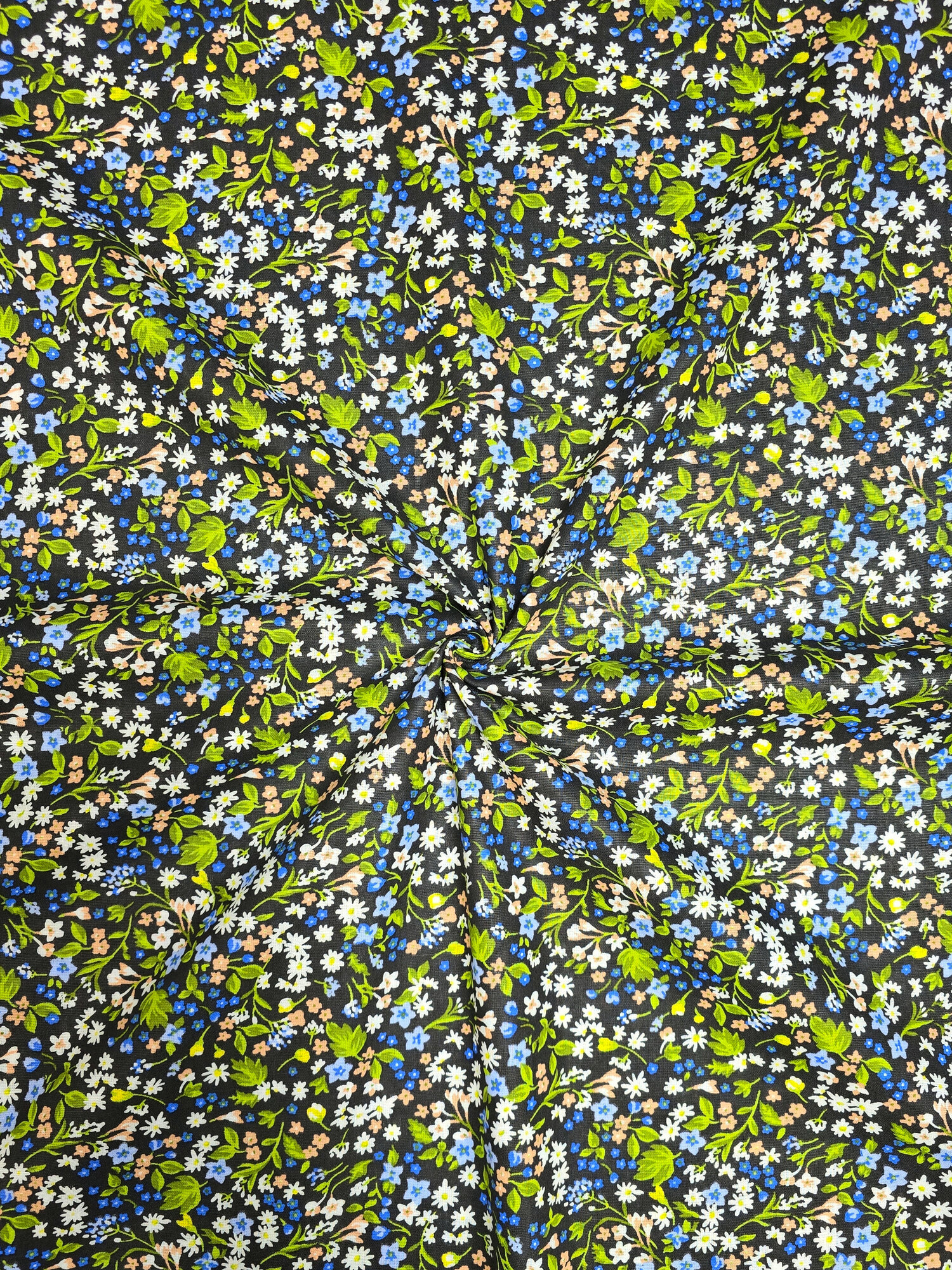 Ткань Бязь "Синие полевые цветы" 100*150 см