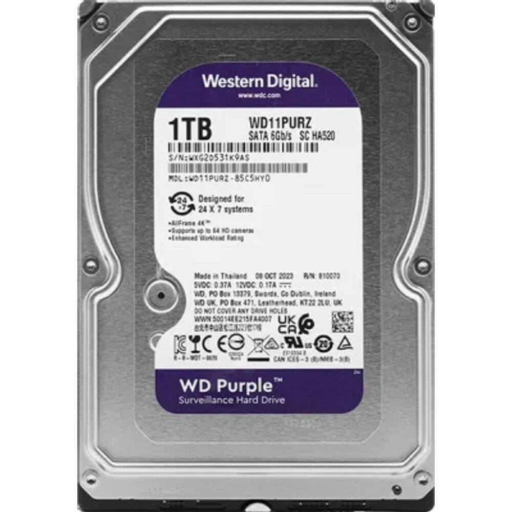 HDD жесткий диск Western Digital WD11PURZ WD Purple 1000ГБ
