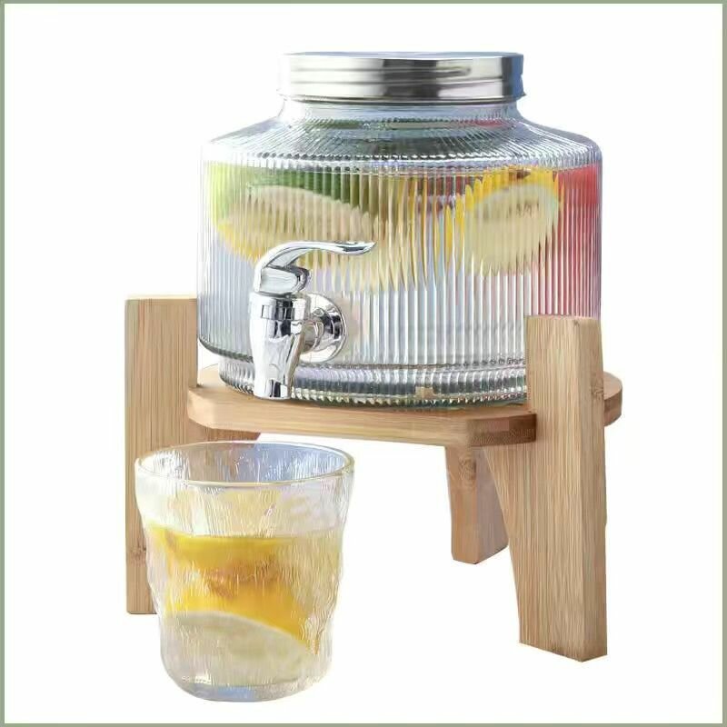 Дозатор для напитков, Стеклянный кулер для воды в холодильнике,2,5 литра,19x19x14cm