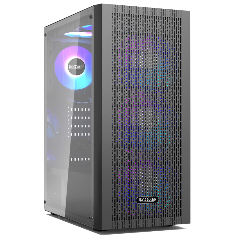 Корпус без блока Case PCCooler MA100 MESH BK, Midi-Tower, TG, Mesh, 3x120mm ARGB, 1xUSB-A 3.0 + 2xUSB-A 2.0, ATX, mATX, mITX Black