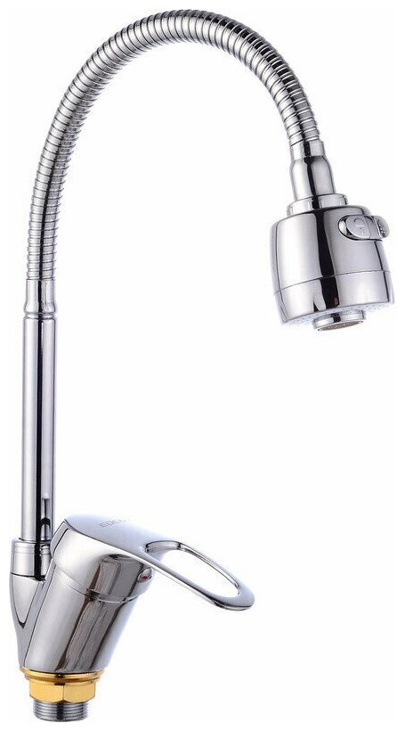 Смеситель для кухни с гибким регулируемым изливом edeny, 2 режима подачи воды, на большой гайке, силумин E9127B