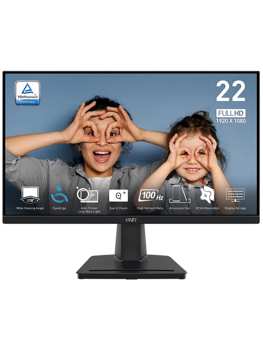 Монитор 21.5" MSI PRO MP225 Black 1920x1080, 100Hz, IPS Flat, 1ms, HDMI 1.4, VGA(D-Sub)