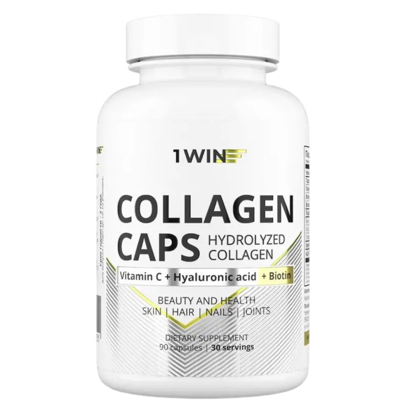 1WIN Коллаген с витамином С, гиалуроновой кислотой и биотином / Сollagen with vitamin C, hyaluronic acid and biotin капсулы массой 570 мг 90 шт