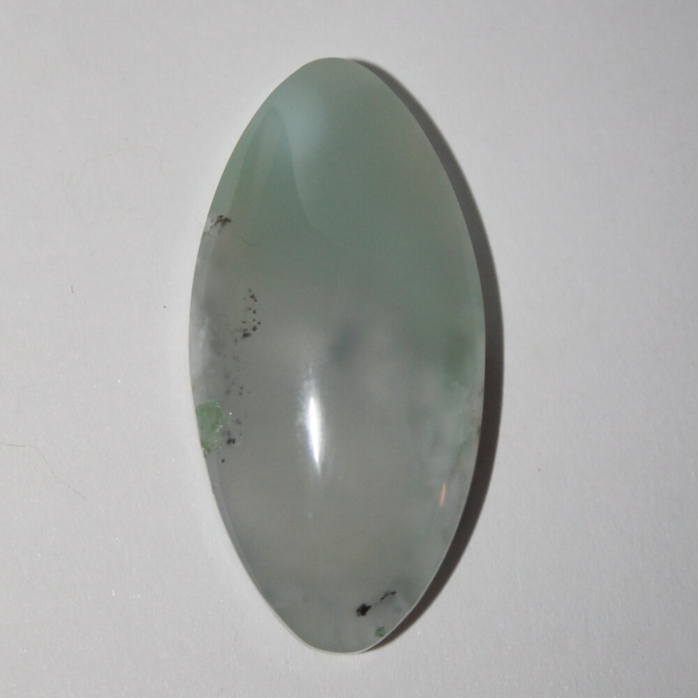 Коллекционный кабошон Хризопраз, 41х21х3 мм, Казахстан, "True Stones"