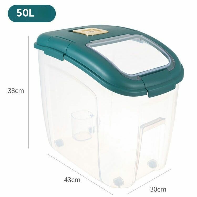 Контейнер для корма для домашних животных,50-литровый( около 25 кг) белый контейнер для корма домашних животных - большая емкость для хранения