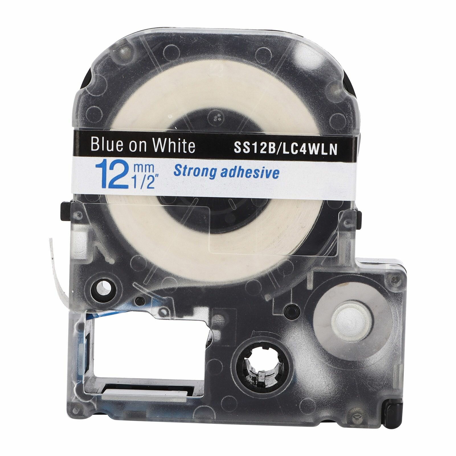 Лента для этикеток 12 мм, маслостойкая, антикоррозионная, износостойкая, прозрачная, прочная, для изготовления этикеток (синяя на белом)