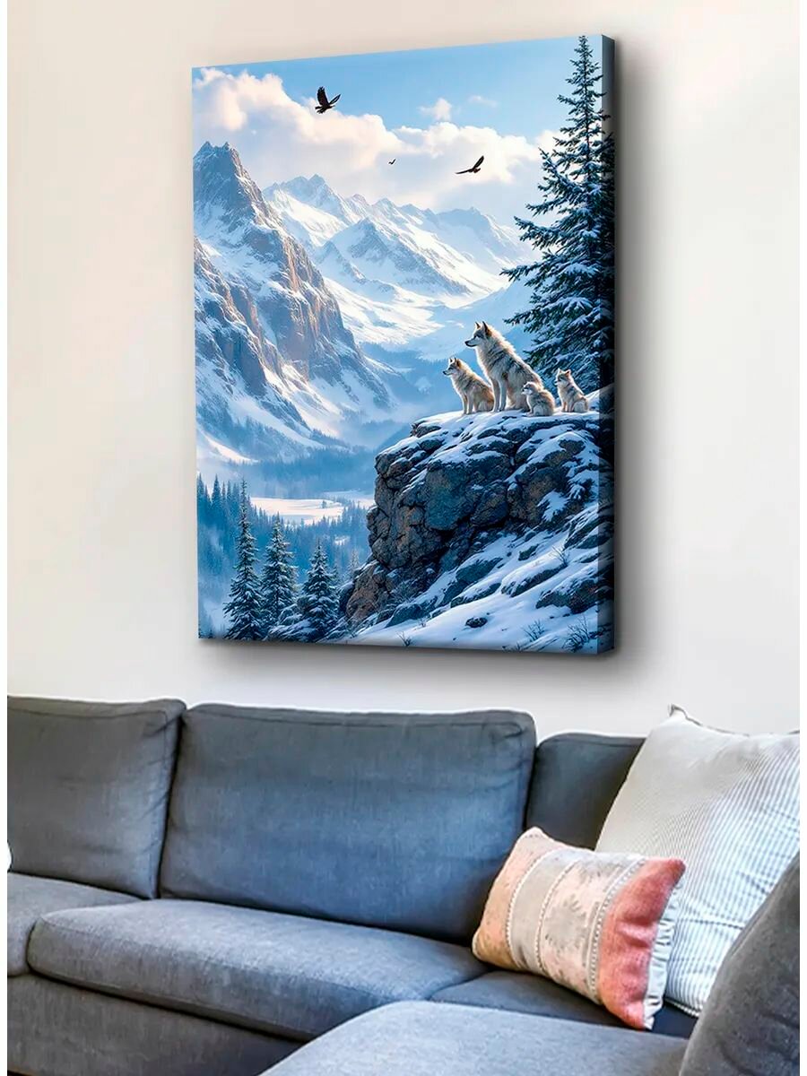 Картина "Семья волков", на стену 30х40см 1шт.