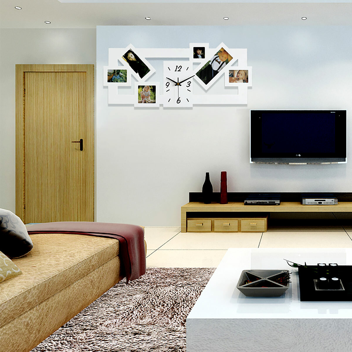 Красивые настенные часы для дома с фотографиями, подвесные фоторамки для нескольких картин, любовь, семья, дом, друзья, МДФ, белый цвет