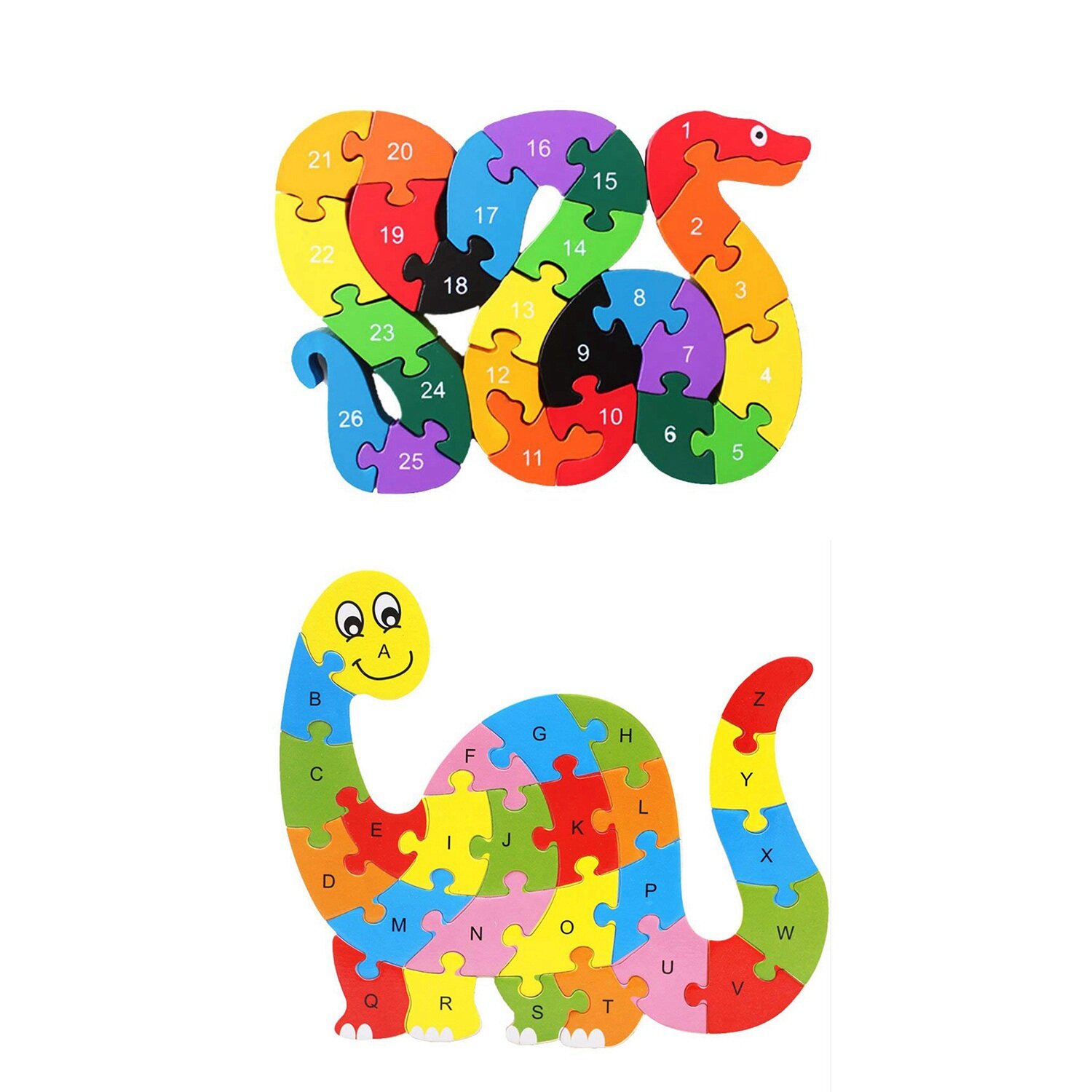 Алфавит-пазл 3D Bois Enfant Jeux educatifs Animaux Serpent Jouet