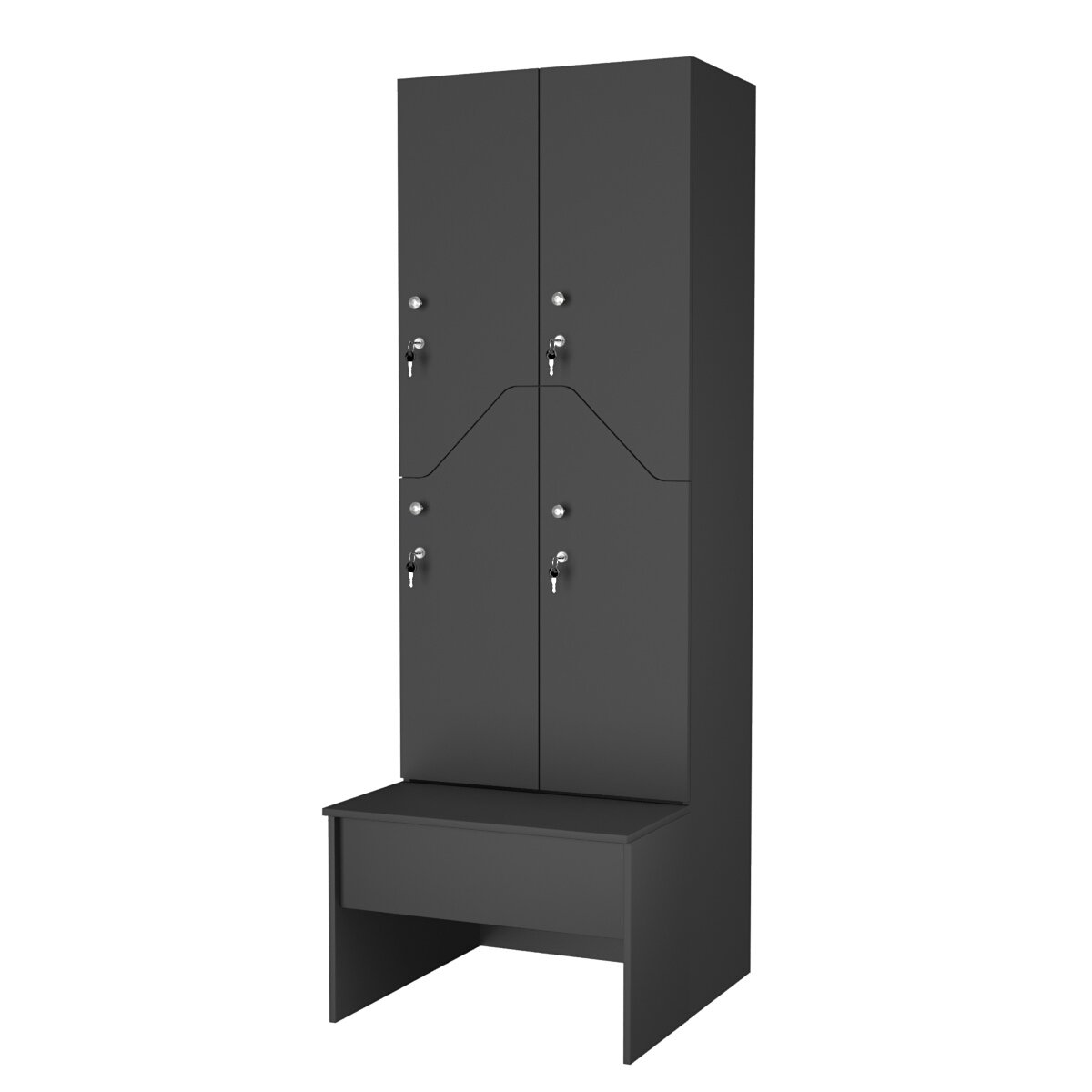 Шкаф для раздевалок со скамейкой комбо-элегия №2-1Б, Черный. Производство товара - компания ТОБ.