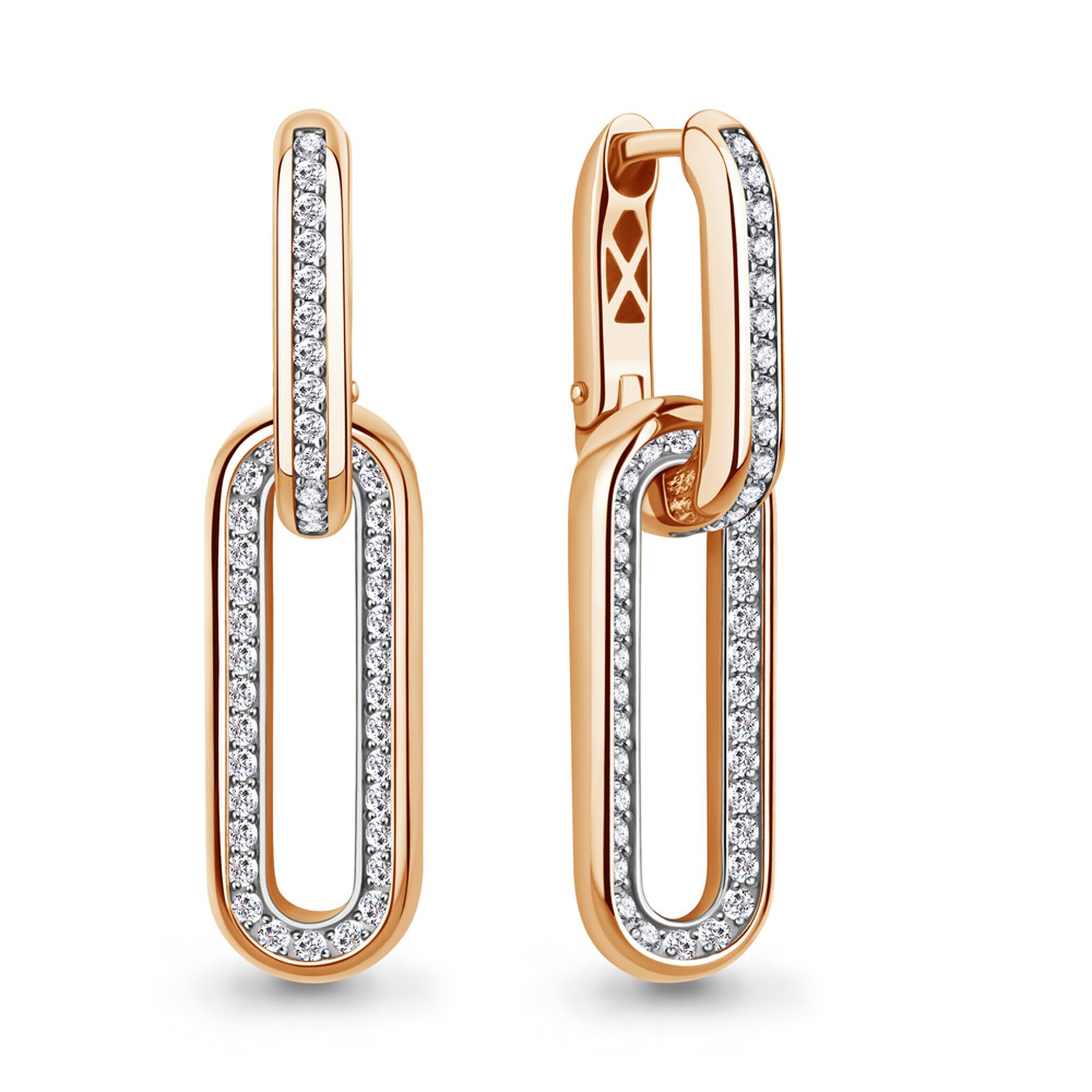 Серьги, красное золото, 585 проба, бриллиант выращенный