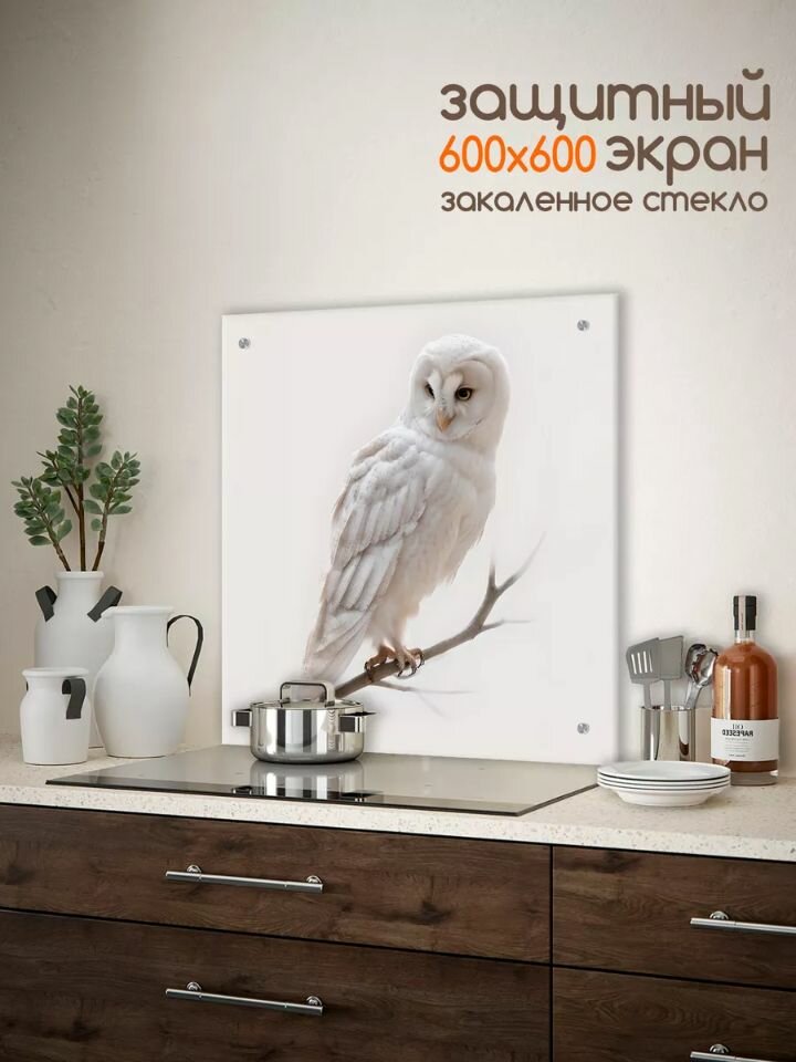 Защитный экран от брызг на плиту 600х600х4мм. Стеновая панель для кухни из закаленного стекла. Фартук для кухни на стену