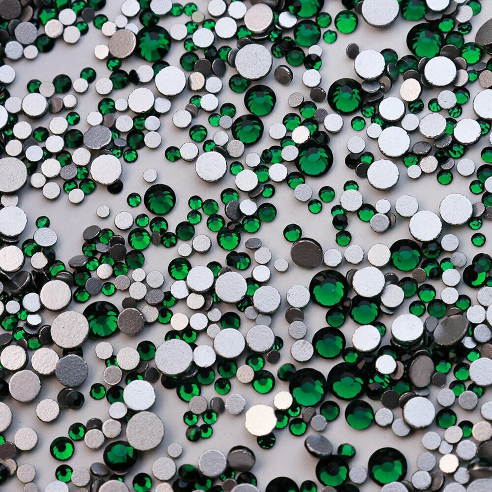 Стразы JIN, стеклянные, золотые, красные, плоские, для декорирования Изумрудный, Dark green