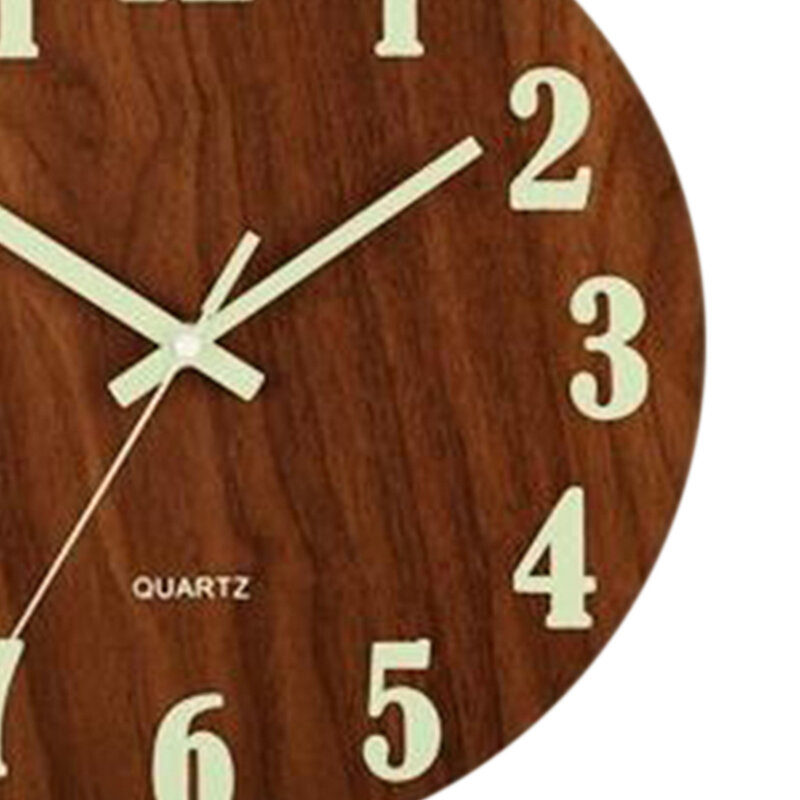 12-дюймовые бесшумные круглые настенные часы со светящимися цифрами, деревянные панельные часы для домашнего использования, обычный номер