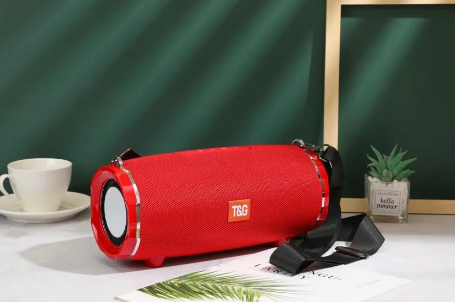 Беспроводная Портативная Bluetooth Колонка T&G TG - 187 Красная, Переносной Бумбокс 30Вт ( 2 динамика, FM-радио, micro SD, USB, AUX