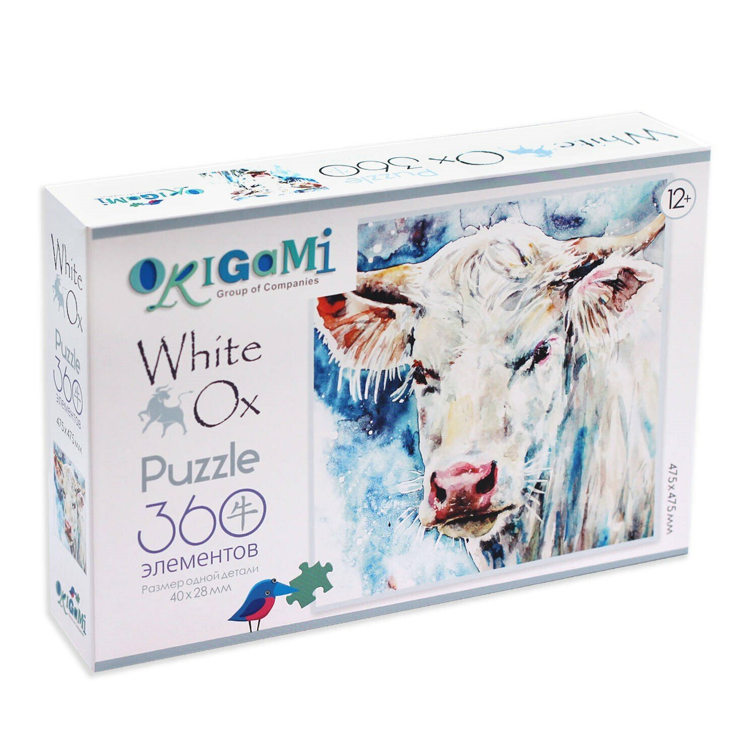 Пазл 2021 Год Быка Портрет белого быка ORIGAMI/Оригами 360 элементов 05421