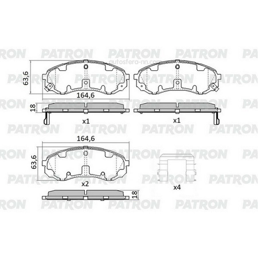 PATRON PBP016 Колодки тормозные дисковые передн HYUNDAI H1 07-09, GRAND STAREX 07-09 / KIA GRAND CARNIVAL (16) 0