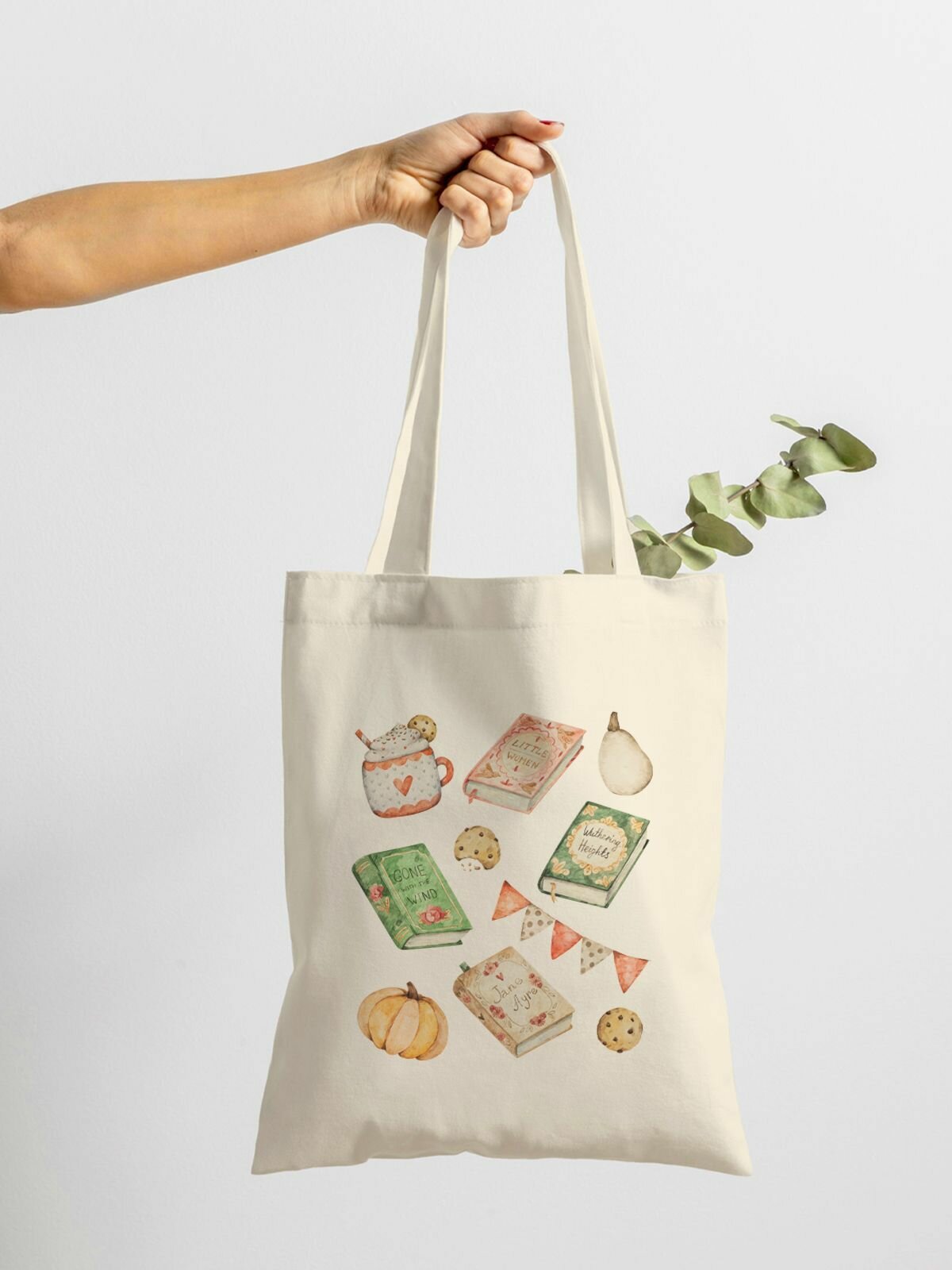 Сумка шоппер шоппер с принтом "Книги для девушки", шопер авоська холщовая с рисунком в подарок