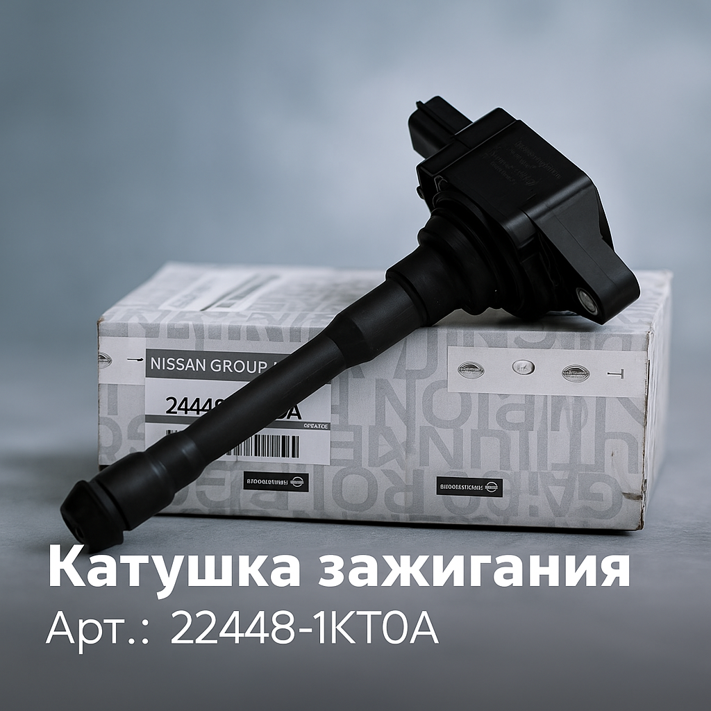 Катушка зажигания 224481KT0A для Qashqai (06-)/Note (06-)/X-Trail (07-) 1.6i/2.0i/2.5i двиг MR20DE, MR18DE, HR16DE