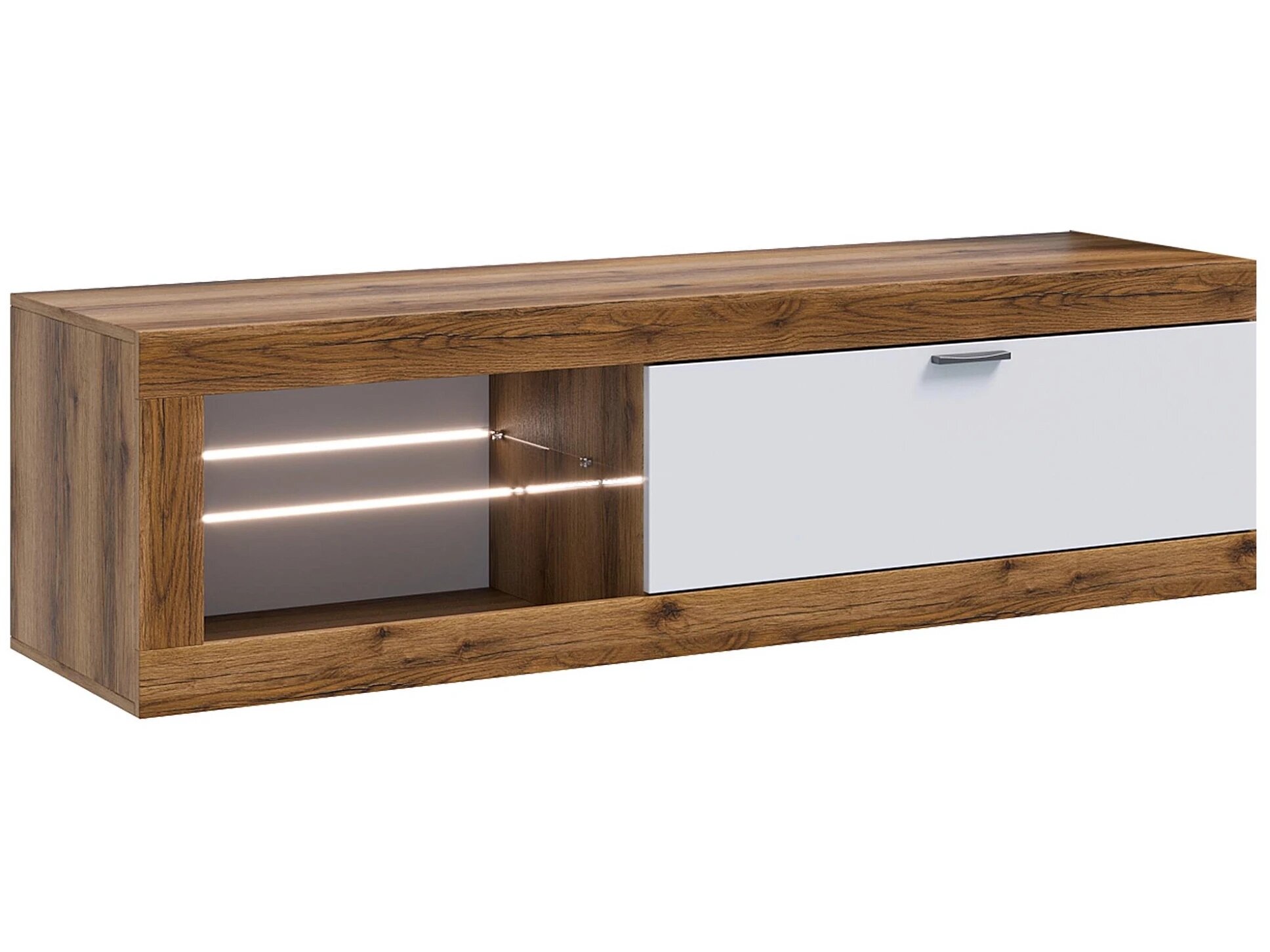 Тумба под ТВ мини для гостиной, Дуб Делано/Белый гладкий (из ЛДСП)