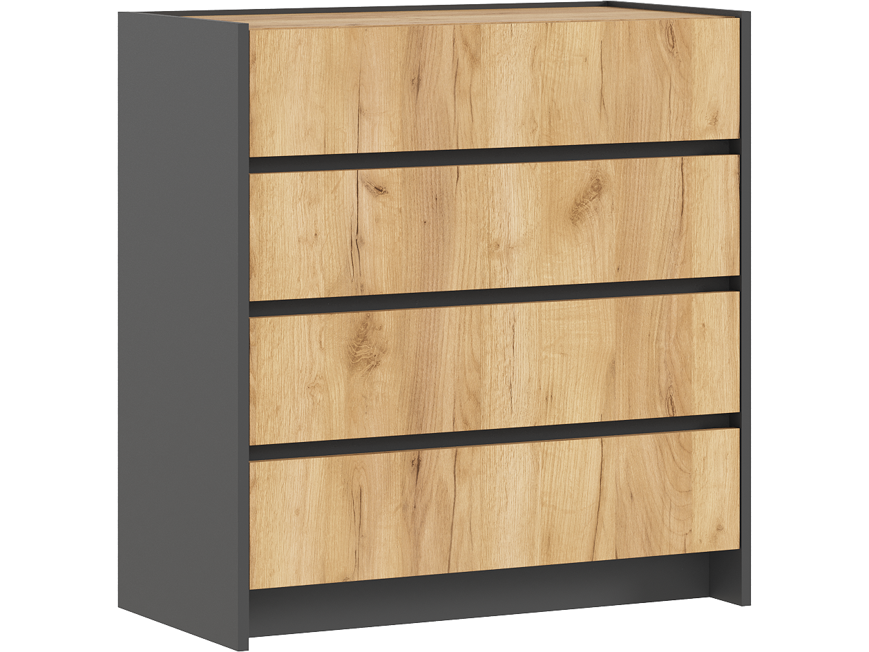 Комод 800 с 4-мя ящиками, в современном стиле, Дуб крафт, Графит