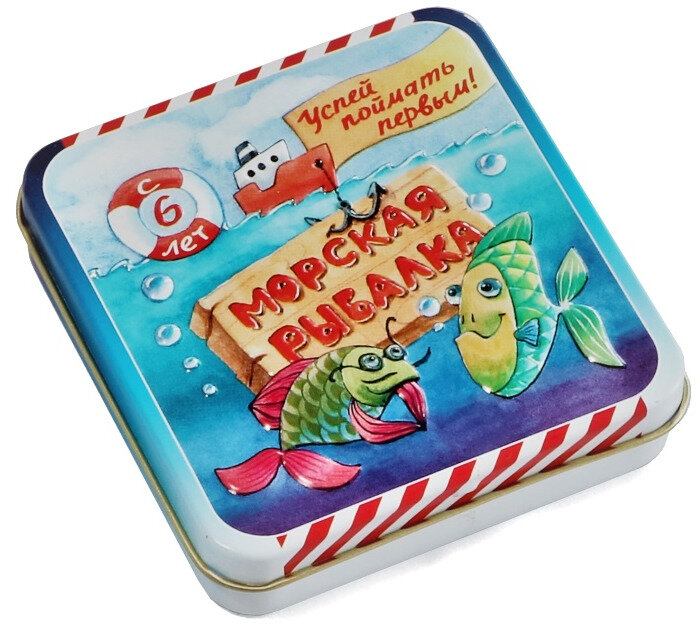 Настольная карточная игра для детей "Морская рыбалка" на внимательность и реакцию, 32 карточки + 4 деревянных фигурки рыбок