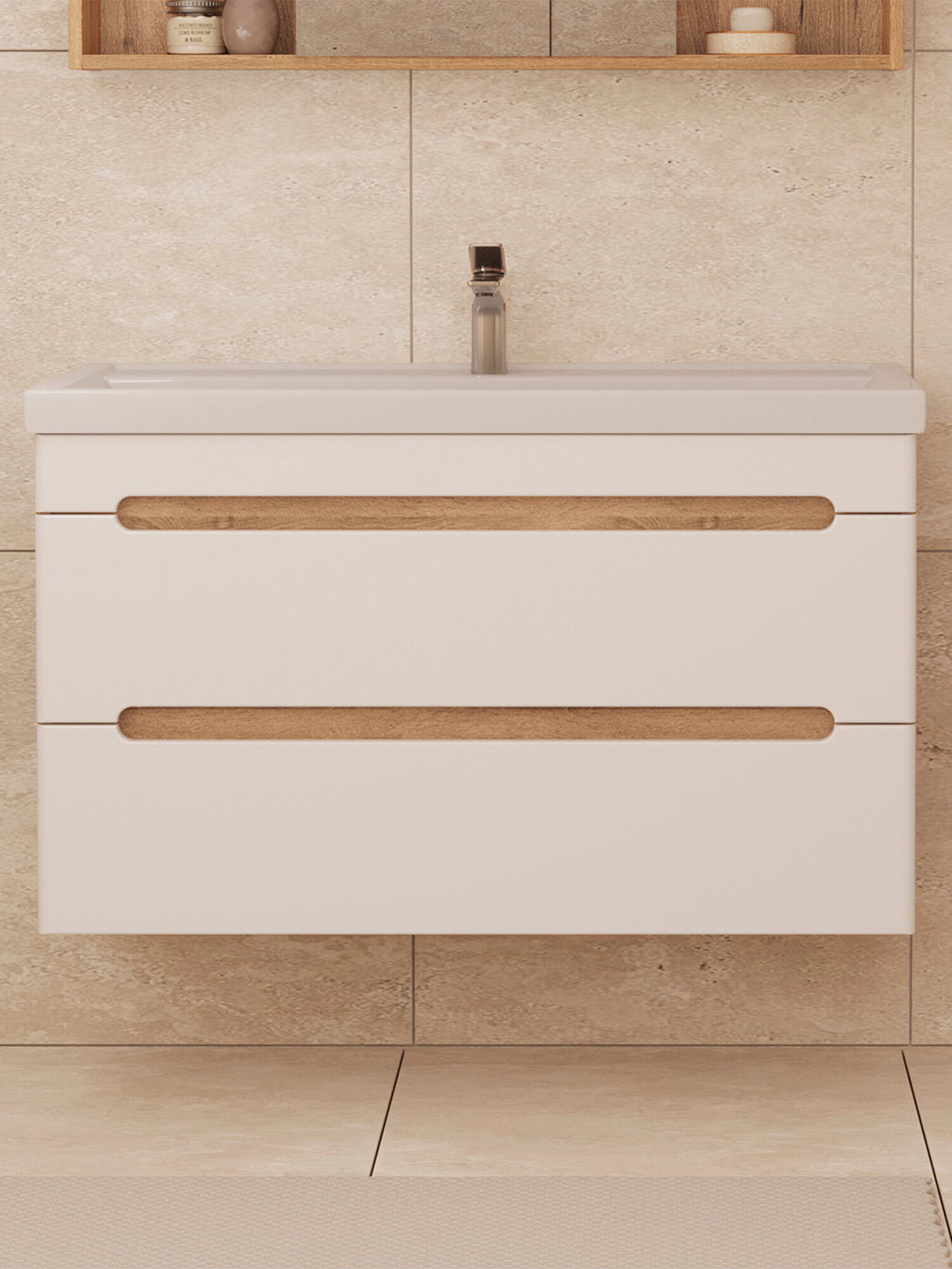 Тумба подвесная SanStar Diva 100 без раковины для ванной комнаты белый, дуб вотан