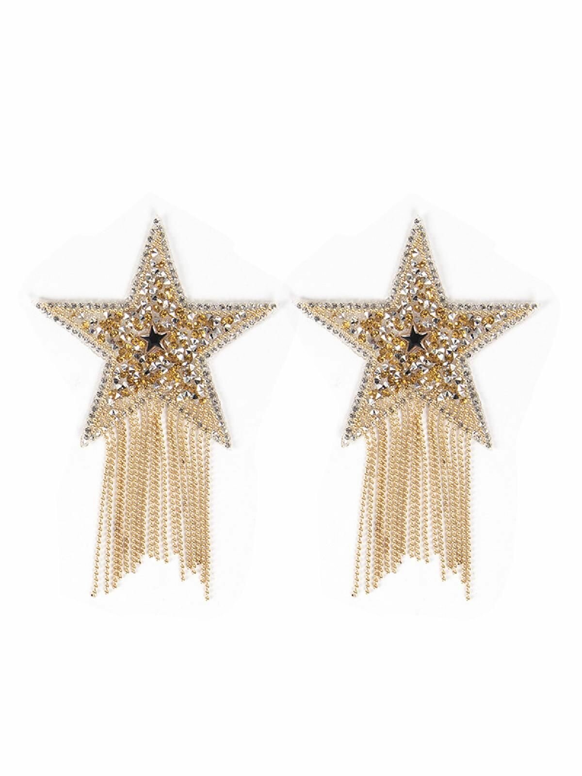 Многоразовые накладки на соски с кисточками в форме звезды, Оранжевый