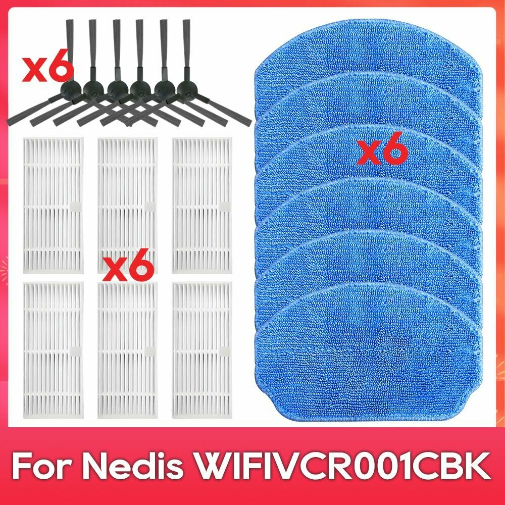 Совместимо с (Nedi WIFIVCR001CBK) боковая щетка, фильтр, швабра, аксессуар для робота-пылесоса, запасная часть.
